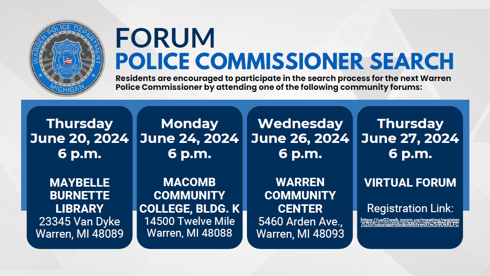 FORUM POLICE COMMISSIONER SEARCH - City of Warren